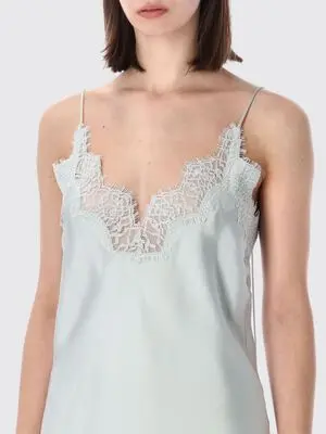 RÓHE Silk Slip Dress With Lace Inserts - Green