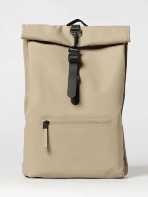 Rains Rolltop Rucksack In Waterproof Pu - Beige