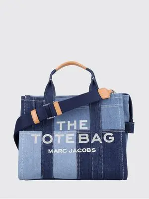 Marc Jacobs The Medium Tote Bag In Patchwork Cotton With Logo - Denim