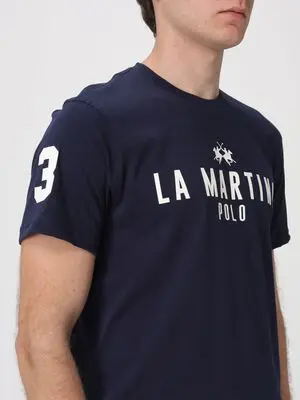 LA MARTINA Cotton T-shirt With Logo - Blue
