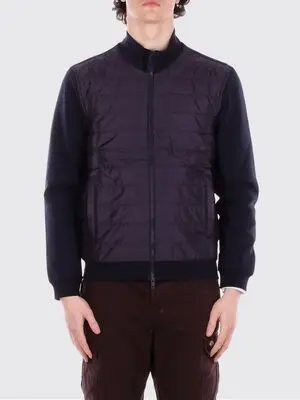 FAY Nylon And Cotton Bomber Down Jacket - Blue