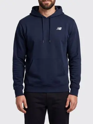 NEW BALANCE Cotton Hoodie With Logo - Blue