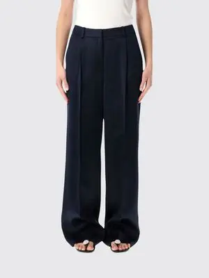 ANINE BING Viscose Wide Leg Trousers - Navy