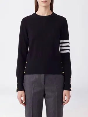 Thom Browne Crew Neck Jumper With Signature Striping - Blue