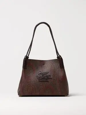 Etro Paisley Print Leather Shoulder Bag - Brown