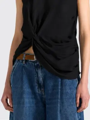 Liviana Conti Sleeveless Viscose Top With Knot Detailing - Black