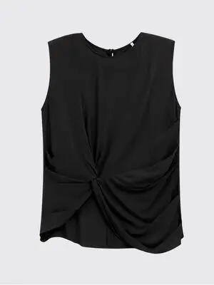 Liviana Conti Sleeveless Viscose Top With Knot Detailing - Black