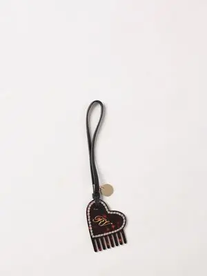 ROGER VIVIER Leather And Resin Keychain With Rhinestones - Brown