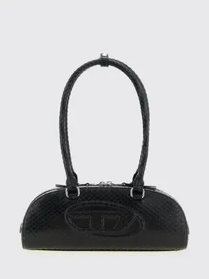 DIESEL® 1dr Dome Bag With Print In Leather - Black