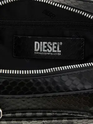 DIESEL® 1dr Dome Bag With Print In Leather - Black