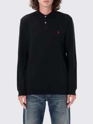 Polo Ralph Lauren Long-sleeved Slim Fit Cotton Polo Shirt - Black