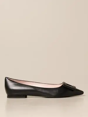 ROGER VIVIER Rubber Ballerina In Leather - Black
