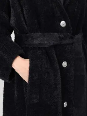 Pinko Fur Coat With Belt Detail