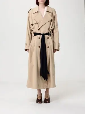 MAISON MARGIELA Double Breasted Cotton Oversized Trench Coat - Beige