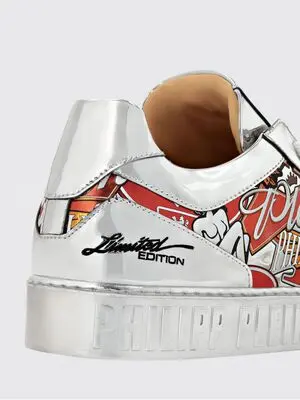 Philipp Plein Graphic Print Laminated Patent Leather Lace-up Low-top Sneakers