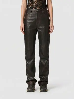 GOLDEN GOOSE Straight Leather Trousers - Burnt