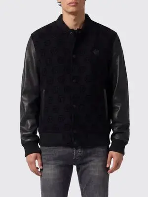 Philipp Plein Varsity Monogram Bomber Jacket - Black