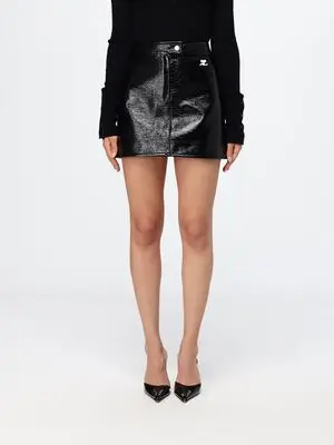 COURREGES High-waisted Faux Leather Pencil Mini Skirt - Black