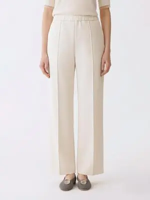 Fabiana Filippi Wide Leg Trousers In Stretch Cotton - Butter