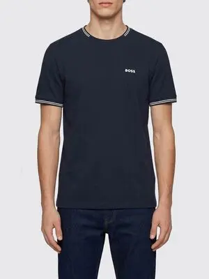 BOSS Cotton T-shirt With Logo - Blue