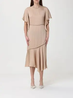 Fabiana Filippi Asymmetric Viscose Dress - Beige