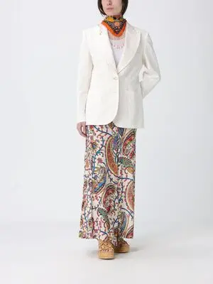Etro Paisley Print Silk Scarf With Beaded Fringes