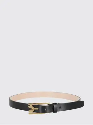 Victoria Beckham Smooth Calfskin Leather Belt With Monogram Buckle - Black