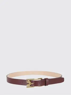 Victoria Beckham Smooth Calfskin Leather Belt With Monogram Buckle - Red