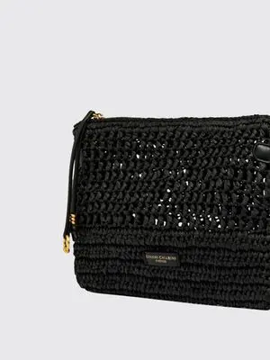 GIANNI CHIARINI Raffia Clutch Bag - Black