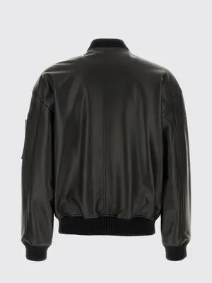 Dsquared2 Smooth Leather Bomber Jacket With Dropped Shoulders