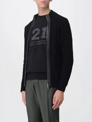 Karl Lagerfeld Ribbed Knit Zip-up Jacket