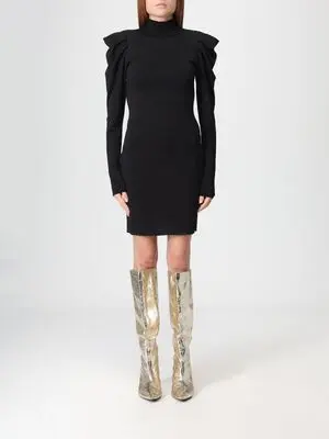 TWINSET High Neck Mini Dress With Puff Sleeves And Open Back Detail
