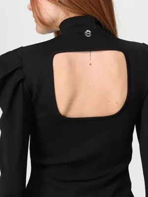 TWINSET High Neck Mini Dress With Puff Sleeves And Open Back Detail