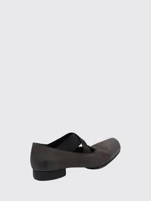 UMA WANG Square Toe Leather Mary Jane Flats With Elasticated Laces - Brown