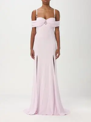 Elisabetta Franchi Off-the-shoulder Draped Gown With Slits - Quartz