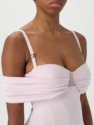 Elisabetta Franchi Off-the-shoulder Draped Gown With Slits - Quartz