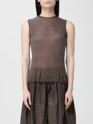 UMA WANG Ribbed Wool Top - Brown