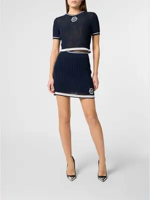 Philipp Plein Short Sleeved Cropped Jumper