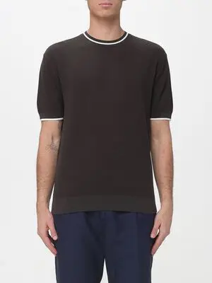 PAOLO PECORA Cotton Crew Neck Pullover - Brown