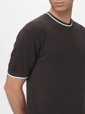 PAOLO PECORA Cotton Crew Neck Pullover - Brown