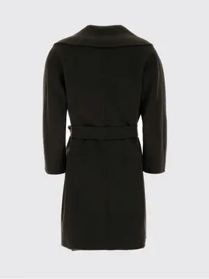 Max Mara Belted Virgin Wool Robe Coat With Shawl Collar - Green