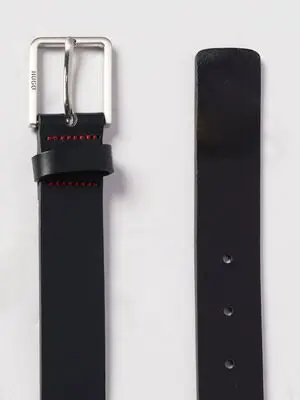 Hugo Leather Belt With Metal Buckle - Blue