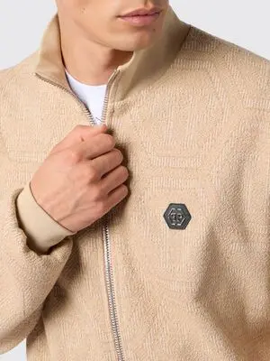 Philipp Plein Pp Jacquard Cotton Bomber Jacket - Beige