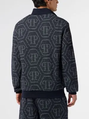 Philipp Plein Pp Jacquard Cotton Bomber - Navy