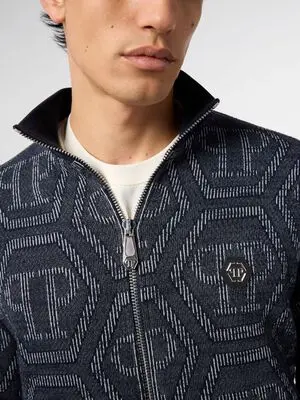 Philipp Plein Pp Jacquard Cotton Bomber - Navy