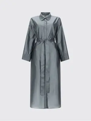 Max Mara Silk Blend Satin Chemisier Dress - Blue