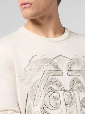 Philipp Plein Crewneck Sweater With Monogram Graphic - White