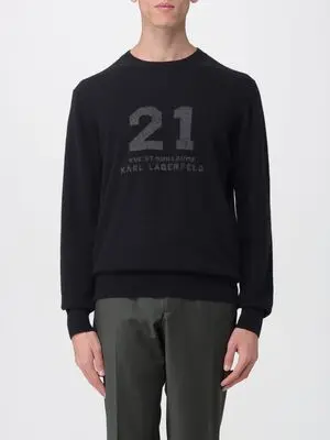 Karl Lagerfeld Crew Neck Graphic Pullover - Black