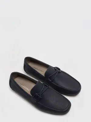 FERRAGAMO Gancini Grained Leather Driver Loafers