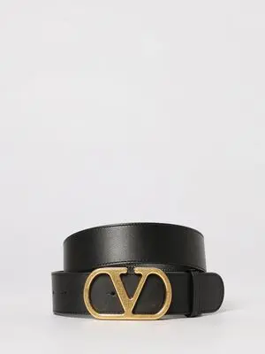 Valentino Garavani Vlogo Signature Leather Belt - Black